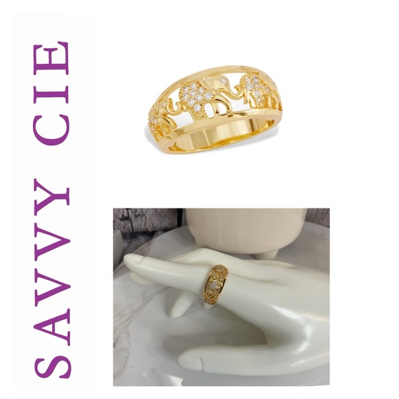 Savvy Cie | Jewelry | Savvy Cie 8k Gold Plated Elephant Diamond Ring ...